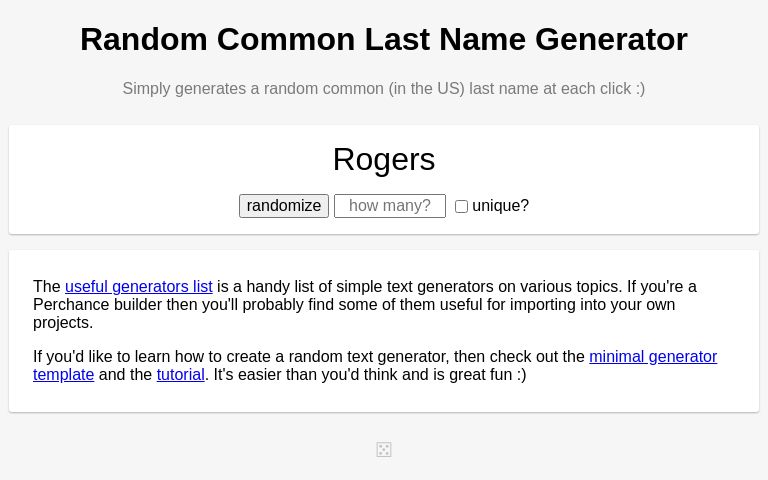 Random Common Last Name Generator