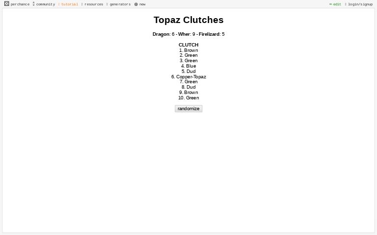 Topaz Clutches ― Perchance Generator