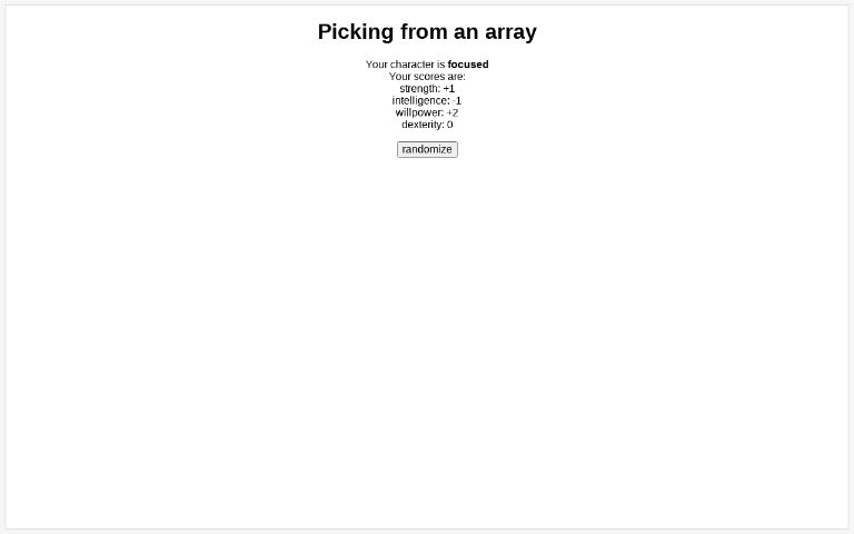 Picking from an array ― Perchance Generator