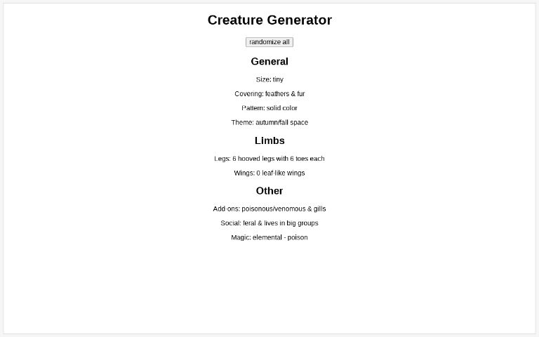 Creature Generator