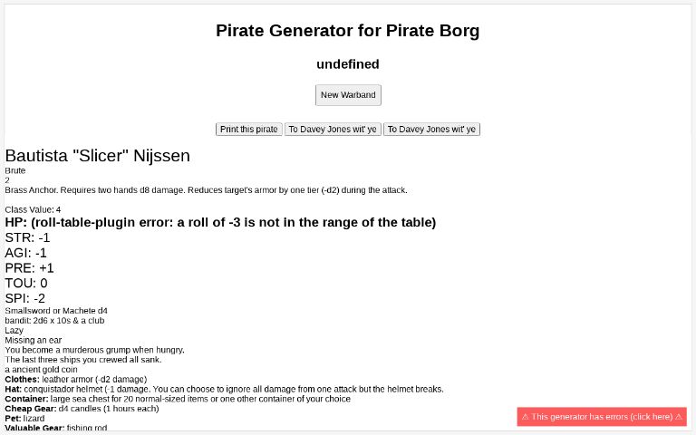 Pirate Generator for Pirate Borg