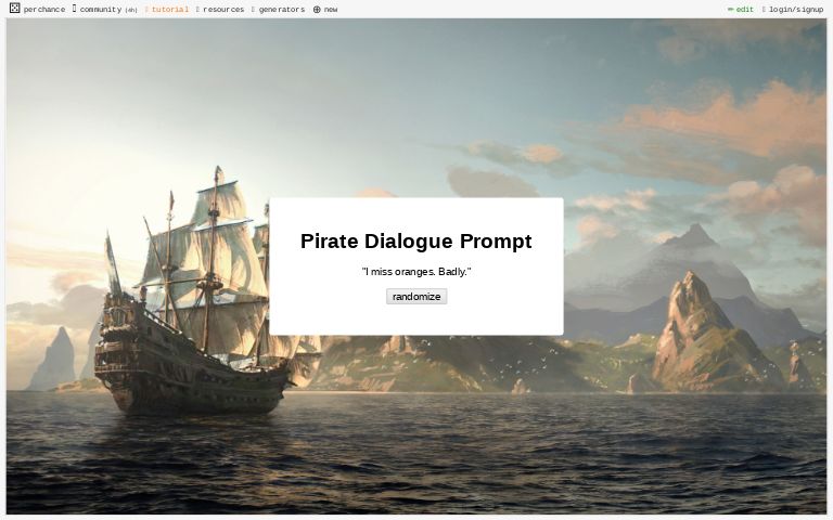 Pirate Dialogue Prompt ― Perchance Generator