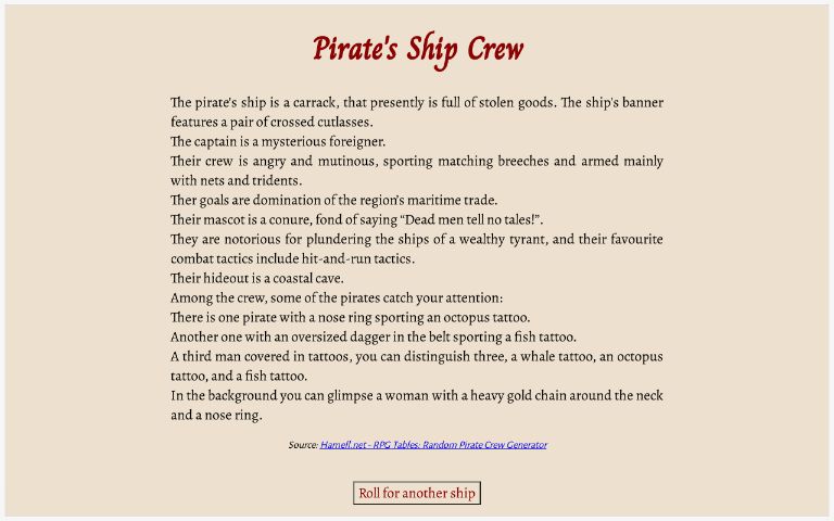 Pirate's Ship Crew ― Perchance Generator