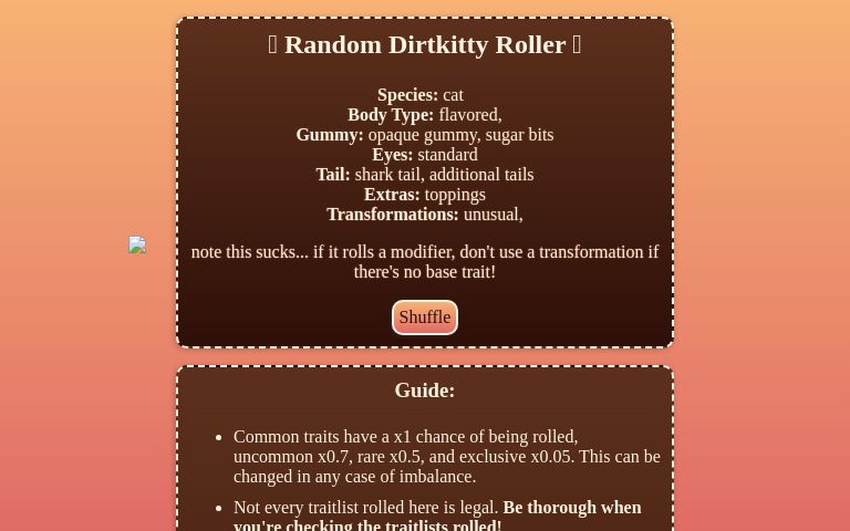 🪱 Random Dirtkitty Roller 🪱 ― Perchance Generator