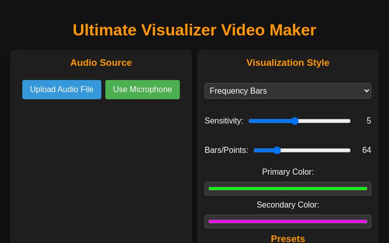 Ultimate Visualizer Video Maker ― Perchance Generator