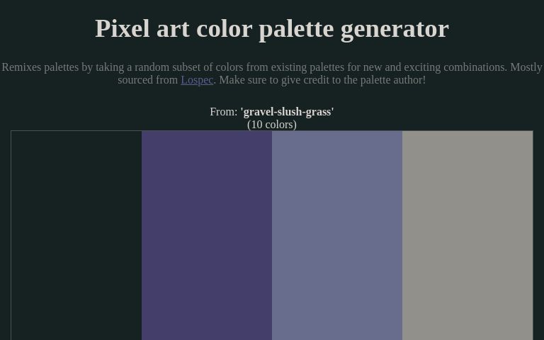 Pixel art color palette generator