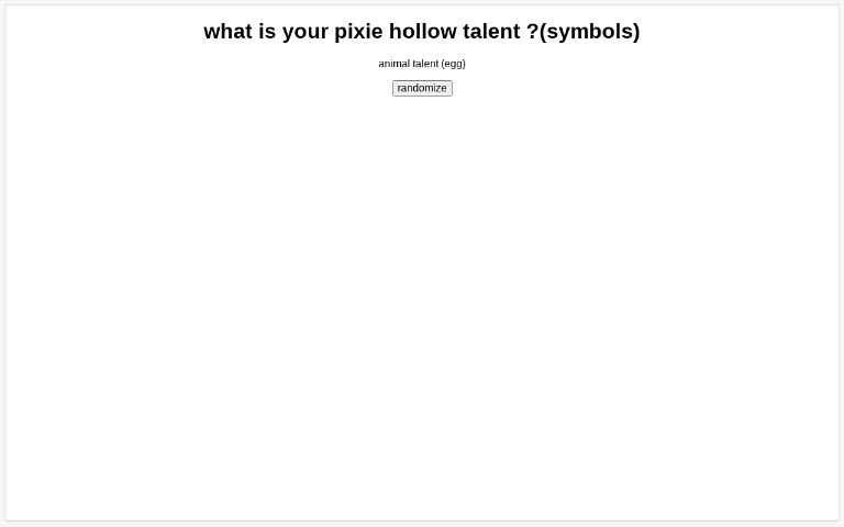 what is your pixie hollow talent ?(symbols) ― Perchance Generator