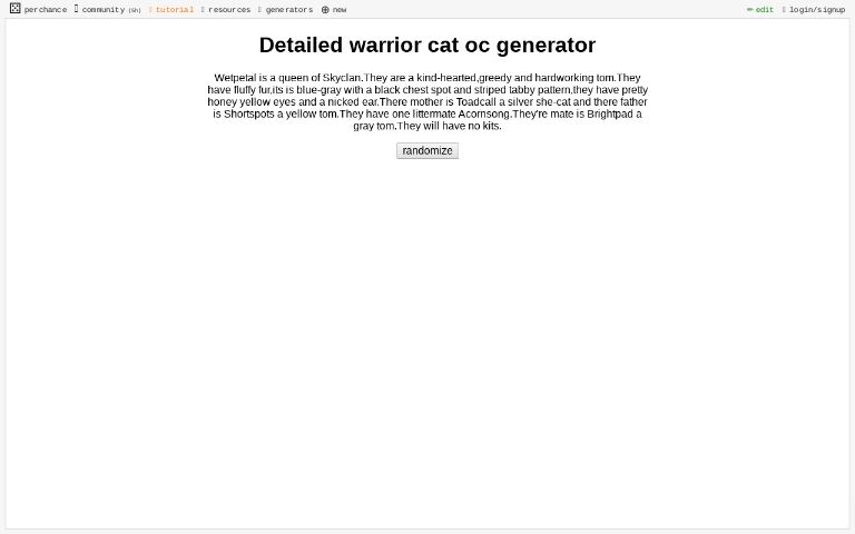 Detailed warrior cat oc generator