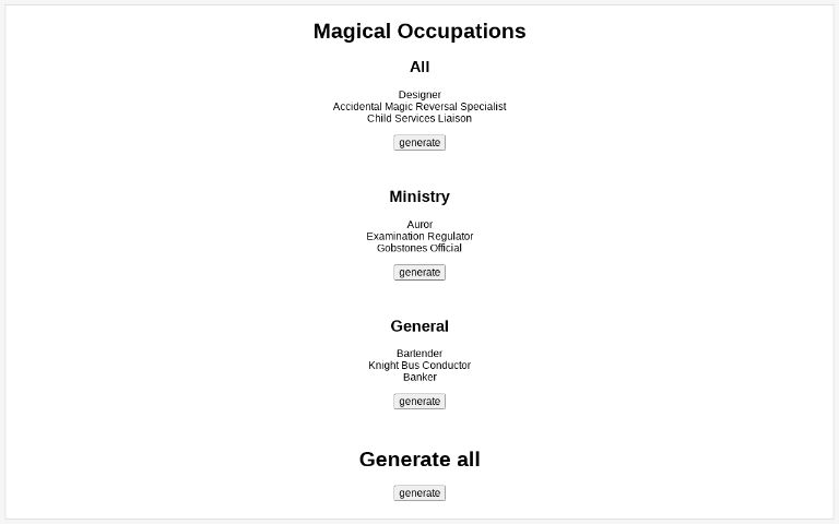 Magical Occupations ― Perchance Generator