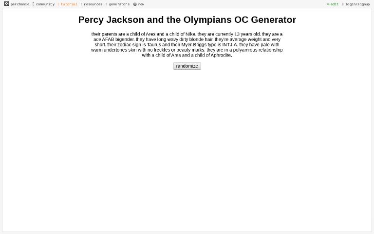 Percy Jackson And The Olympians Oc Generator