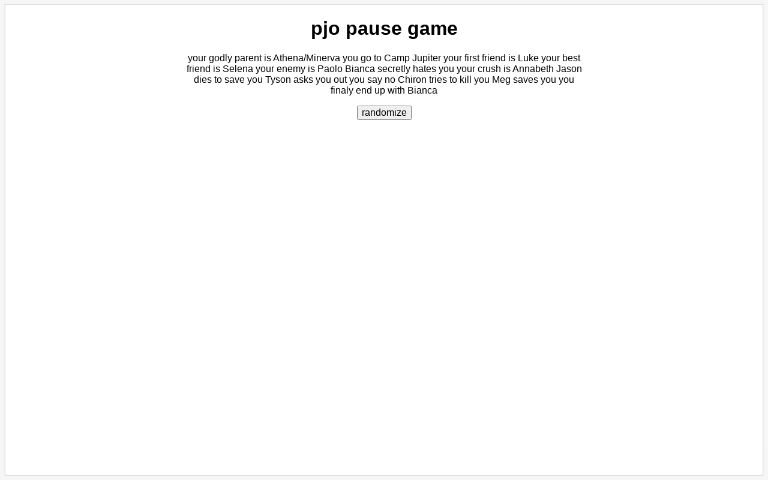 pjo pause game ― Perchance Generator