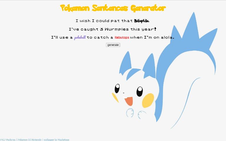 Pokemon Sentences Generator