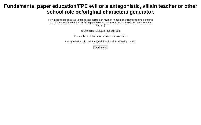 Fundamental paper education/FPE evil or a antagonistic, villain teacher ...