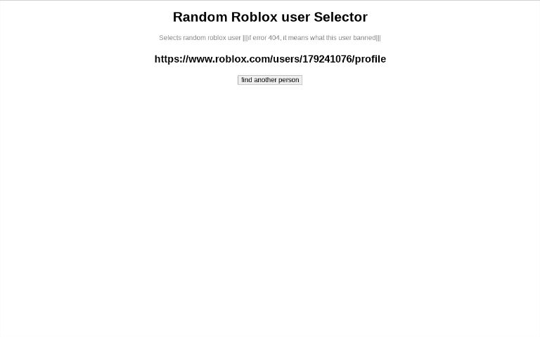 Random Roblox user Selector ― Perchance Generator