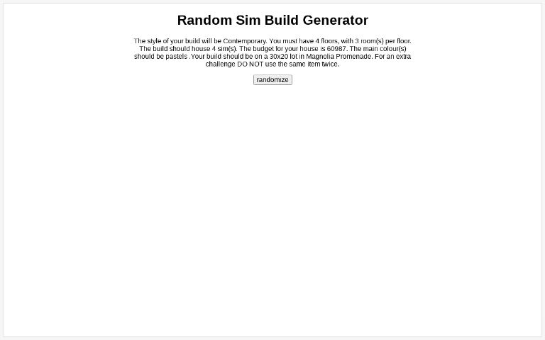 Random Sim Build Generator