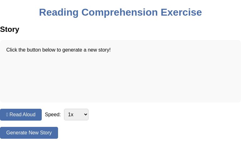 Reading Comprehension Exercise ― Perchance Generator