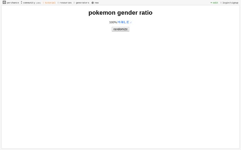 pokemon gender ratio ― Perchance Generator