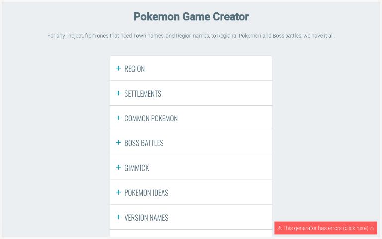 Pokemon Game Creator ― Perchance Generator