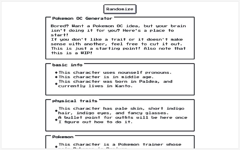 Pokemon OC Generator