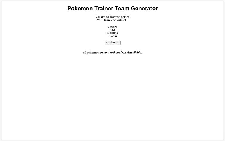 Pokemon Trainer Team Generator