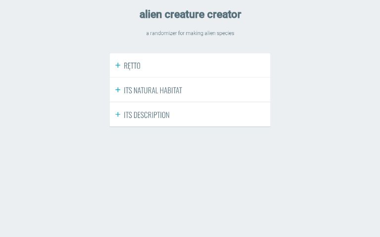 alien creature creator ― Perchance Generator