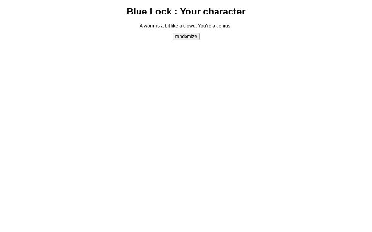 Blue Lock : Your character ― Perchance Generator