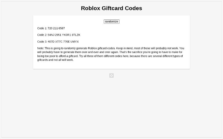 Roblox Giftcard Codes ― Perchance Generator