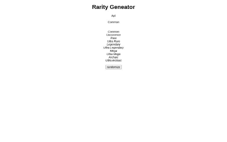 Rarity Geneator ― Perchance Generator