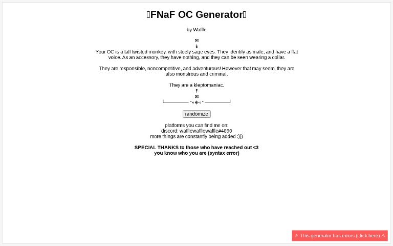 【FNaF OC Generator】