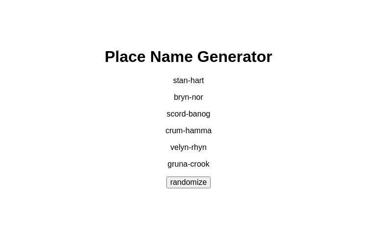 Place Name Generator