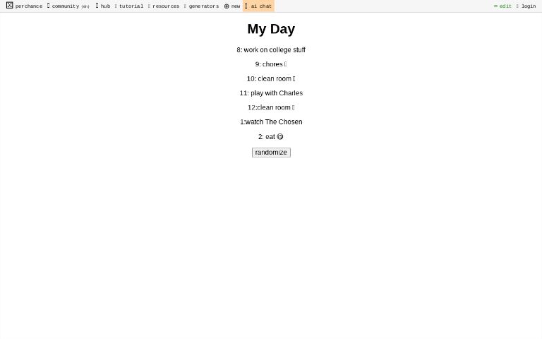 My Day ― Perchance Generator