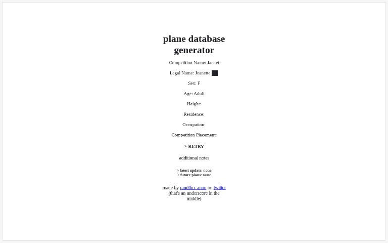 plane database generator