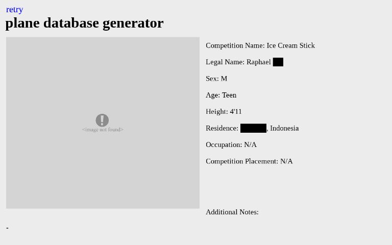 plane database generator