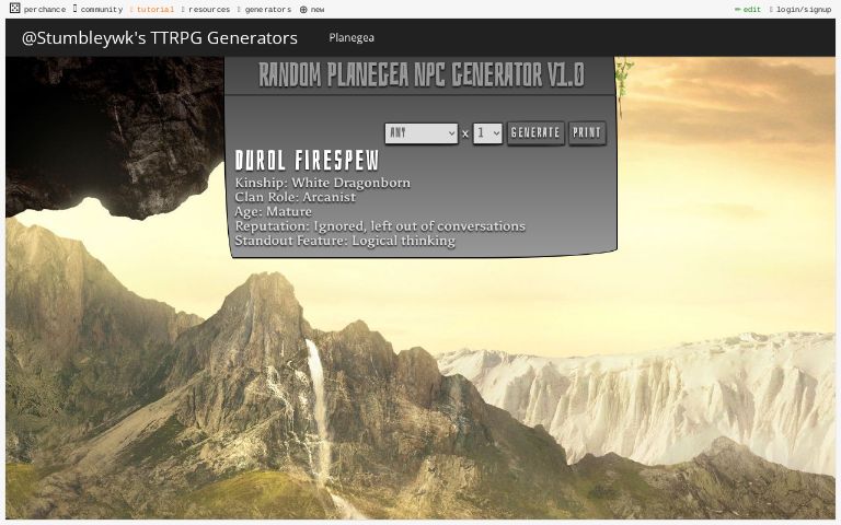 Random Planegea NPC Generator v1.0