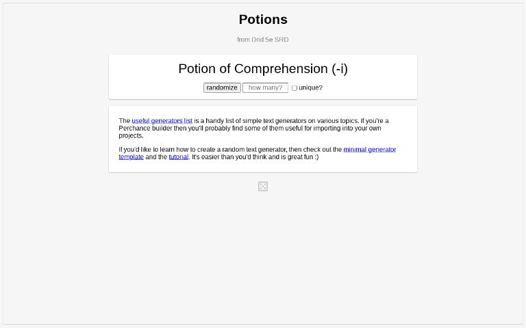 Potions ― Perchance Generator