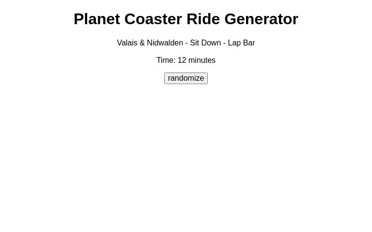 Planet Coaster Ride Generator