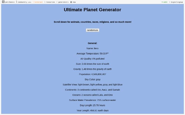Ultimate Planet Generator