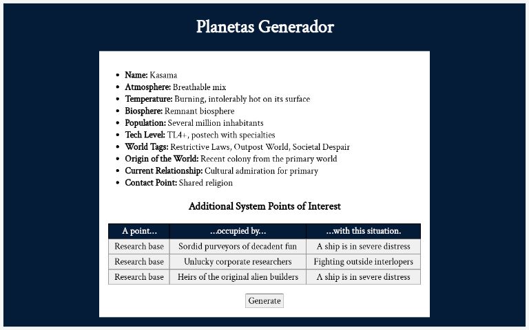 Planetas Generador