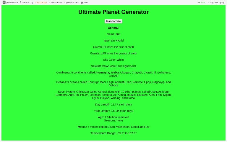 Ultimate Planet Generator