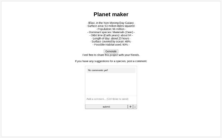Planet maker ― Perchance Generator