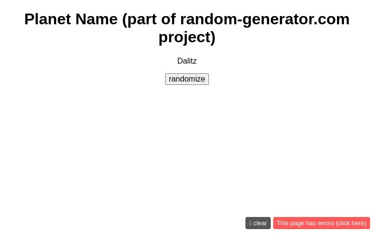 Planet Name (part of random-generator.com project)