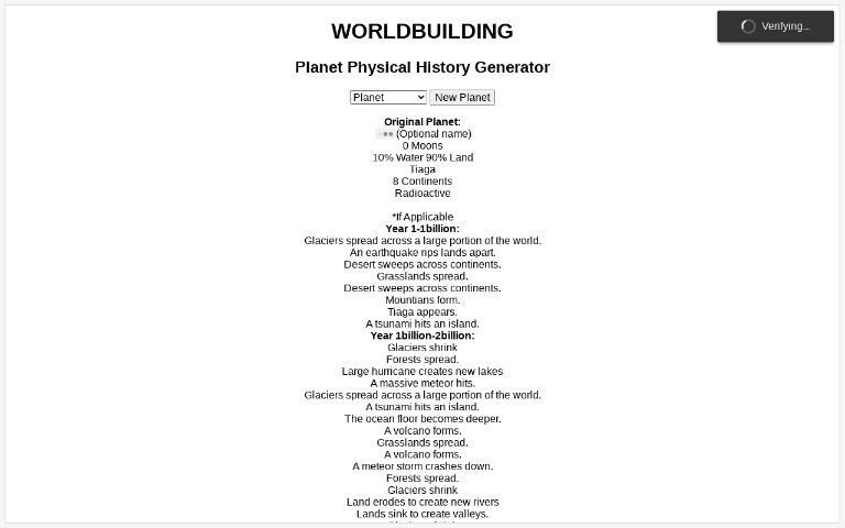 WORLDBUILDING ― Perchance Generator