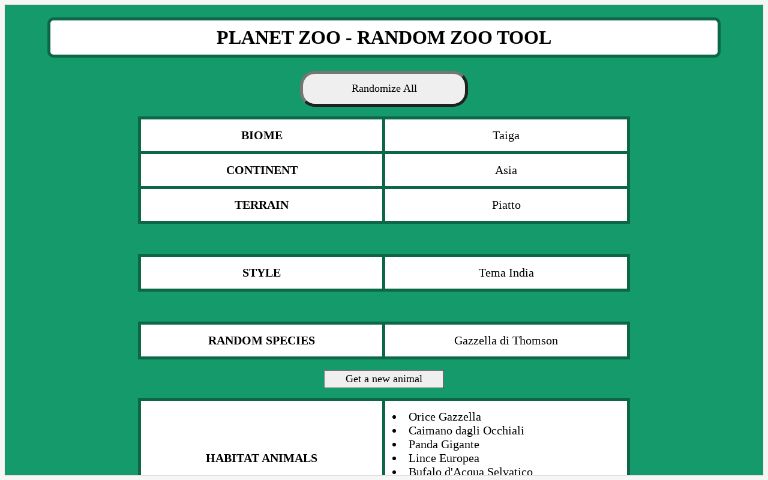 PLANET ZOO - RANDOM ZOO TOOL ― Perchance Generator