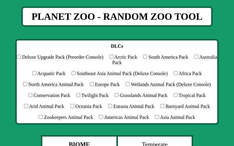 PLANET ZOO - RANDOM ZOO TOOL ― Perchance Generator