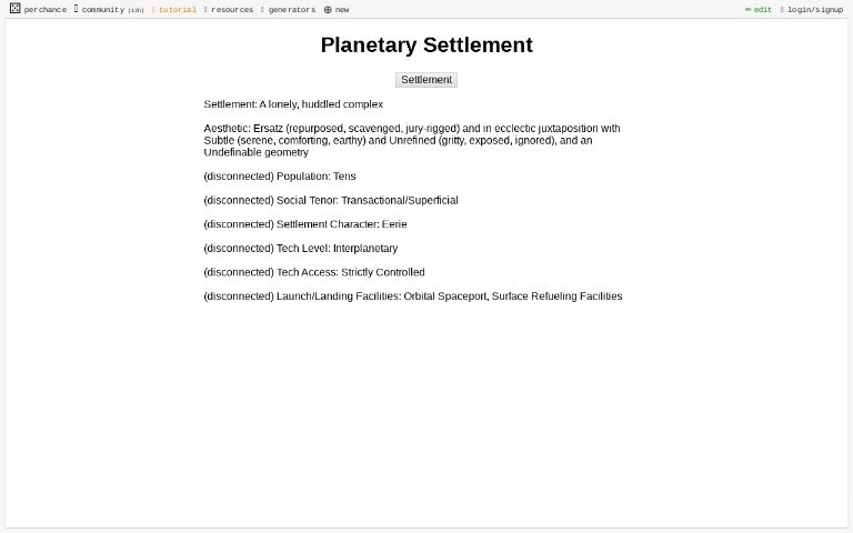 Planetary Settlement ― Perchance Generator