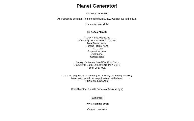 Planet Generator!