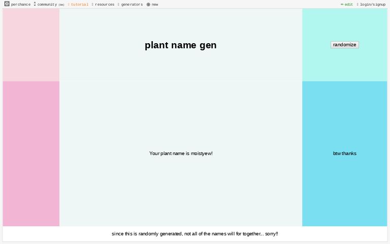 plant name gen ― Perchance Generator