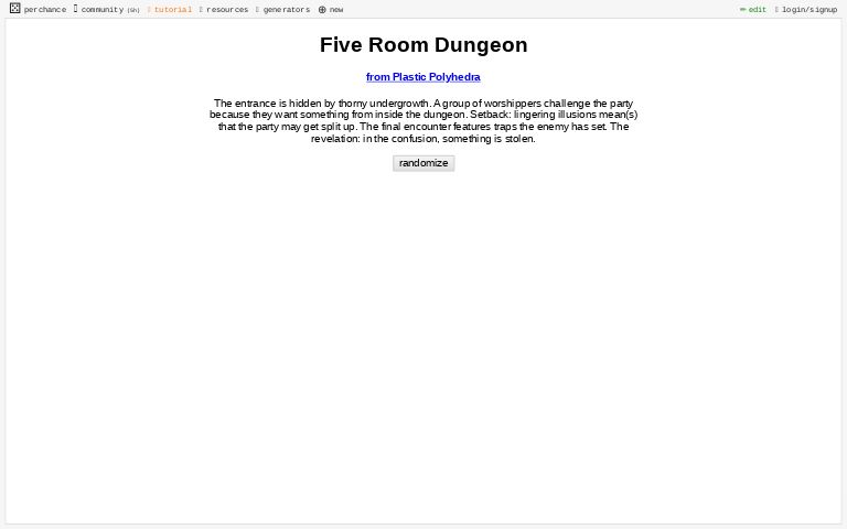 Five Room Dungeon ― Perchance Generator