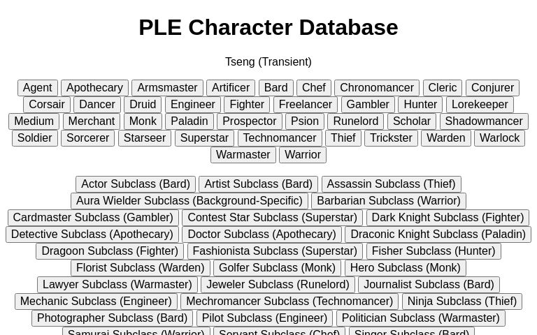 PLE Character Database ― Perchance Generator