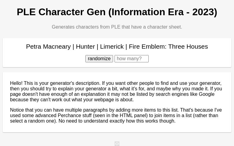 PLE Character Gen (Information Era - 2023)